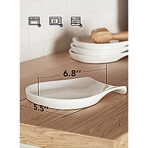 HOMBENE Spoon Rest for Kitchen Counter, 5.5 Inches Spoon Holder, Ceramic Ladle Rest for Stove Top, Spatula Holder Porcelain, Coffee, Kitchen Utensils Accessories, Set of 4, White