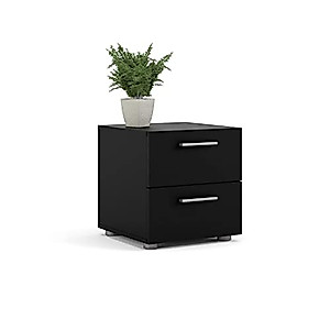 Tvilum 2 Drawer Bedroom Nightstand Nighstand, 15.75 in x 15.85 in x 16.65 in, Black