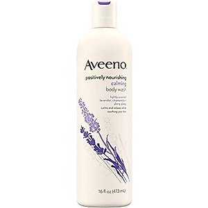 Aveeno Positively Nourishing Calming Body Wash with Lavender, Chamomile & Ylang-Ylang, Lightly Scented Daily Moisturizing Body Cleanser to Soothe & Relax, 16 fl. oz