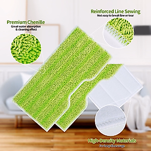 Gudotra 6 Pack Mop Pad Refills Compatible with Shark Vacmop Hardwood Floor Vacuum Mops VM252 VM251 VM200 VM200C VM190 VM252C QM250 VM250 VC205 Reusable Wet and Dry Vacmop Pads Green