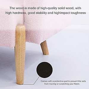 PIETFIU (New) 59" Teddy Velvet Loveseat Sofa,Modern Small Sofa Couch with Arms,Mini Love Seat Recliner with 3 Pillows for Bedroom Living Room Small Space Apartment Home Office Dorm (Pink)