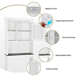 SUPER DEAL New Version Over-The-Toilet Bathroom Storage Cabinet Freestanding Wooden Bathroom Organizer w/Adjustable Shelves