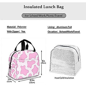 Lunch Bag Pink Cow Print Lunch Box Insulated Bag Tote Bag For Men/Women Work Travel