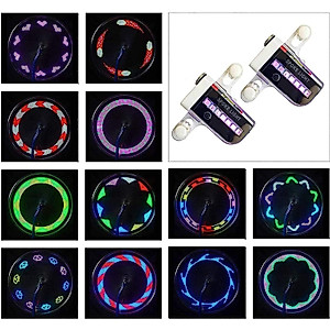 Bike Wheel Lights (2 Pack) - Waterproof LED Bicycle Spoke Lights Safety Tire Lights - Great Gift for Kids Adults - 30 Different Patterns Change - Bike Accessories - Black