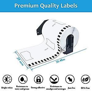 GREENCYCLE DK2210 Continuous Length White Paper Labels 1.1" x 100 ft (29 mm x 30.4 M) Compatible for Brother QL-1050 QL-1050N QL-1060N QL-1100 QL-1110NWB, 4 Rolls with Cartridge Frames