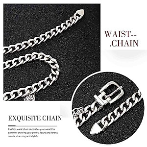 Cosydays Punk Waist Chain Gold Metal Belt Layered Body Chains Harness Heart Belly Chain Party Sexy Body Jewelry for Women and Girls (Silver)