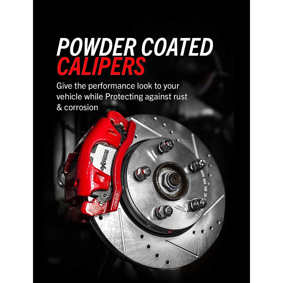 Power Stop S4299 Front Pair of High-Temp Red Powder Coated Calipers For Deville Astro C1500 C2500 Express K1500 K2500 Tahoe Ram 1500 Safari Savana Yukon [Application Specific]