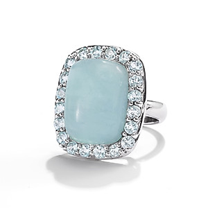 Ross-Simons 19.00 Carat Aquamarine and 2.60 ct. t.w. Sky Blue Topaz Ring in Sterling Silver. Size 6