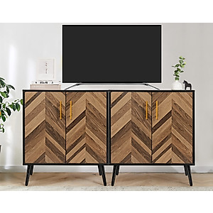 Likein Black Storage Cabinet with 2 Doors, Modern Sideboard Buffet Cabinet with Storage, Black Accent Storage Cabinet with Doors & Adjustable Shelves for Living Room, Office, Hallway, Entryway