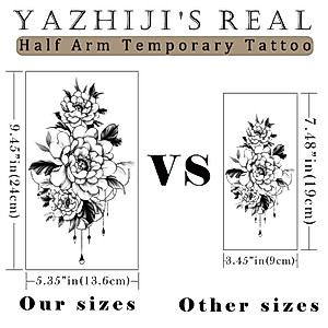 Yazhiji 49 sheets large sexy flowers collection waterproof temporary tattoos lasting fake tattoos for women and girls.