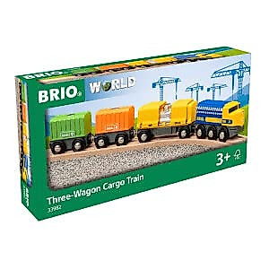 Brio 33982 Three-Wagon Cargo Train | Wooden Toy Train for Kids Age 3 and Up