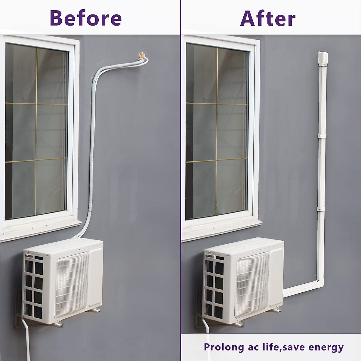 Mxclimate 4" 17Ft PVC Line Set Cover Kit for Mini Split and Central Air Conditioners,AC Heat Pump Systems,Decorative Tubing Pipe Covers,Brown