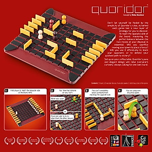 Quoridor | Abstract Strategy Game for Adults and Familes | Ages 8+ | 2 to 4 Players | 15 Minutes