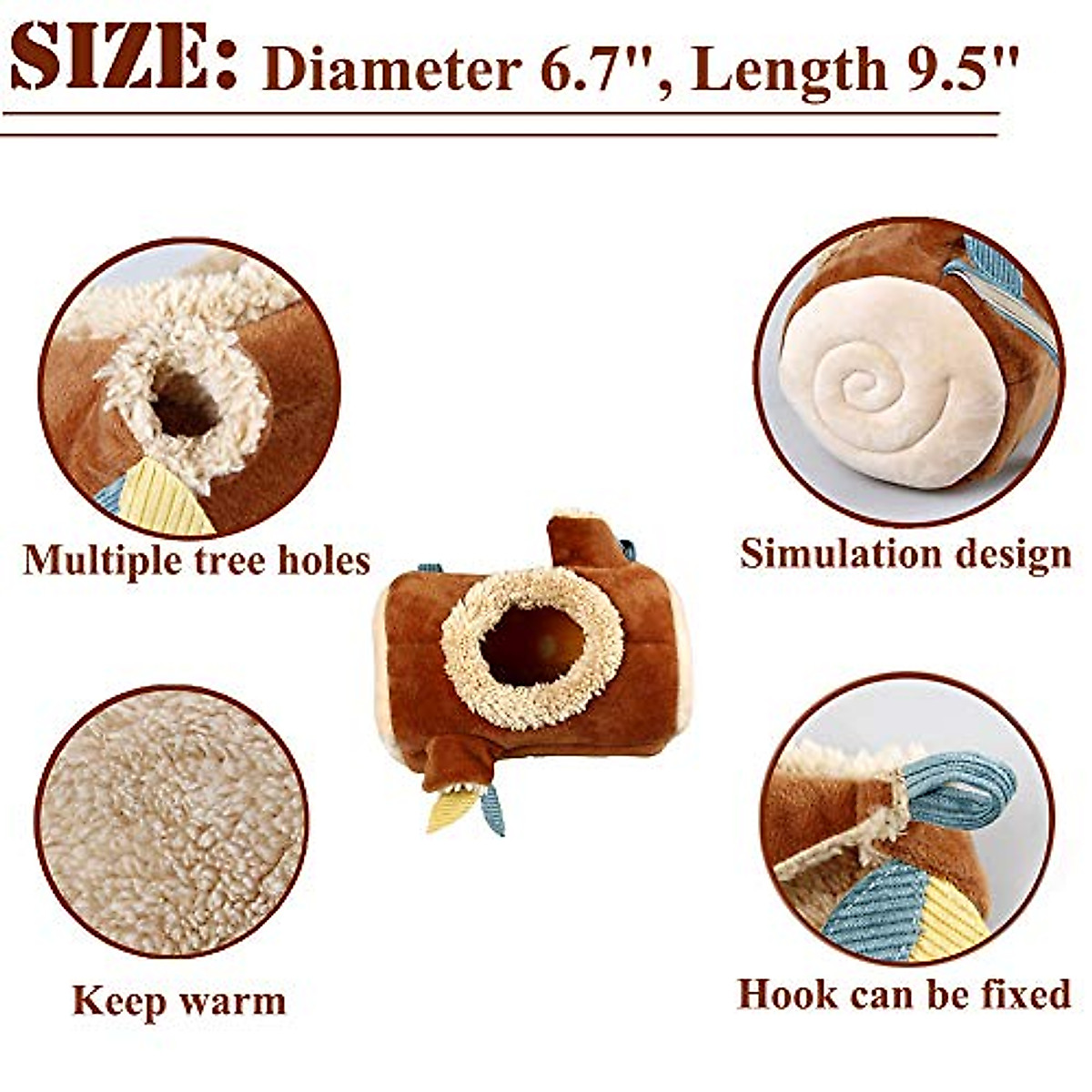 SEIS 5 Pcs Forest Sugar Glider Hanging Cage Accessories Set Leaf Wood Design Small Animal Hammock Channel Ropeway Nest Tree Stump for Hamster Guinea Pig Rat Gerbil Squirrel Birds Parrot (5 PCS)