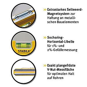 Stabila 16670/0 25 cm"Torpedo Type 81 SV REM W360" Spirit Level With Bag - Yellow/Black