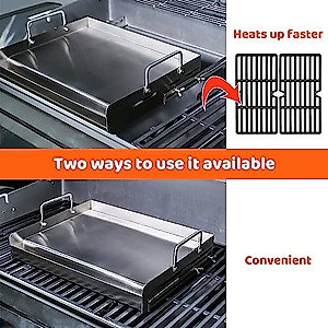 Uniflasy Universal 304 Stainless Steel Griddle Top for Gas Grill, Flat Top Plate 17" x13” for Weber Nexgrill Charbroil Kenmore Cuisinart, Dynaglo and Gas Stove/Charcoal Electric Grill,BBQ Griddle