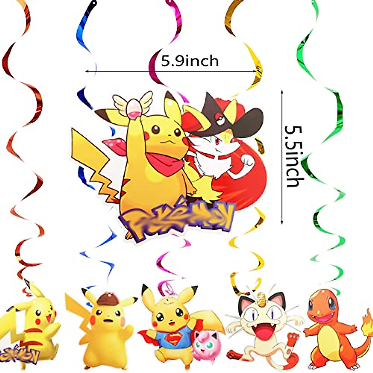 poke-mon birthday party supplies,Cute Animation themed Birthday Banners and Hanging Swirls,Boys and girls for birthday party supplies