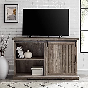 Walker Edison Modern Farmhouse Wood Grooved Door Buffet Sideboard Living Room Entryway Serving Storage Cabinet Doors-Dining Room Console, 56 Inch, Grey Wash