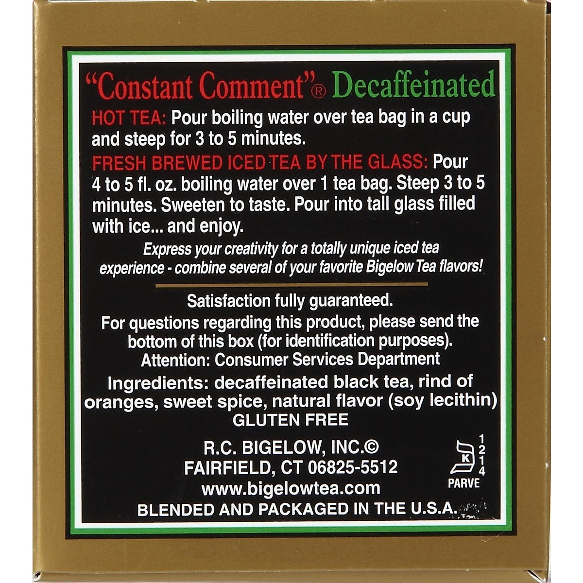 Bigelow Tea - Black Tea Constant Comment Decaffeinated - 20 Tea Bags
