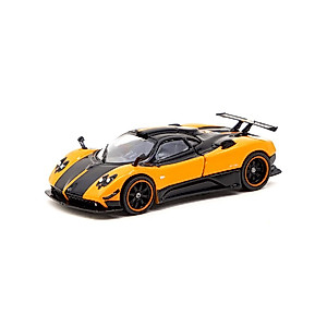 Pagani Zonda Cinque Arancio Saint Tropez Orange Metallic and Black Global64 Series 1/64 Diecast Model Car by Tarmac Works T64G-TL021-OR