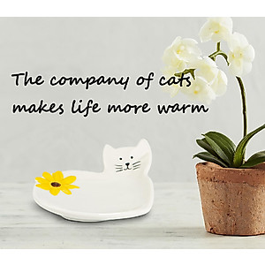 Cat Spoon Rest With Sunflower Spoon Holder For Stove Top White Ceramic Spoon Rest For Stove Top