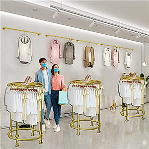 ZOUXIKOU Industrial Pipe Freestanding Round Garment Rack with Topper - Multi-Purpose Hanging Rod for Clothes Display and Storage in Retail Boutiques, Bedrooms, and Commercial Spaces