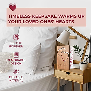 Valentine’s Day Cards for Her Him, Wood Valentines Cards for Husband Wife, Anniversary Card by HeartSpace, Classic Hearts Design: Wooden Greeting Cards, Handmade Made from Sustainable Bamboo, Love Card, Valentines Day Gift, Valentine Card, Valentine's Day