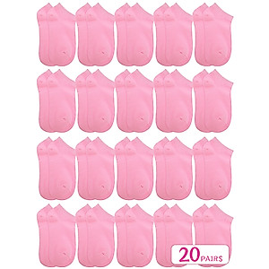 Funtery 20 Pairs Ankle Socks for Women Breathable Low Cut Athletic Socks Dry Fit No Show Soft Pastel Color Socks for gift(Pink)