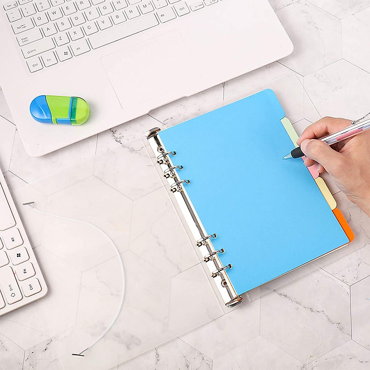 A6 Refill Paper, 6 Ring Loose Leaf Lined Paper, 90 Pages A6 6-Hole Planner Binder inserts with Binder Dividers for A6 Binder Budget Planner Journals Notebook Painting Personal Organiser-Line Pages