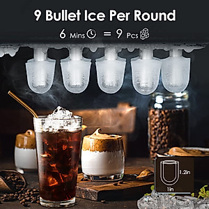 FREE VILLAGE Countertop Ice Maker, Portable Ice Maker w/Handle, 6 Mins 9 Pcs Ice, 26 lbs Ice/24Hrs, Self-Cleaning, w/Ice Bags, Scoop & Basket, Ice Machine for Home/Kitchen/Office/Party, Black