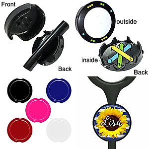 Navy Stripes Sunflower Tube Stethoscope Tag - Adjustable Steth Tag Id Personalized with Name Monogram Occupation Title - Floral Nurse Identification