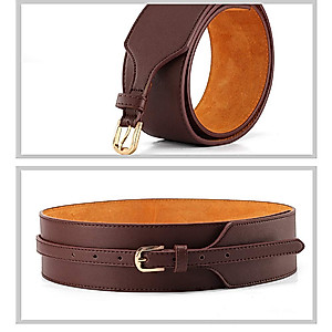 Toptim Women Wide Knotted Belt Design PU Leather Waistbands Simple Width Belt (Brown, Suit For Waist 27-33.5")