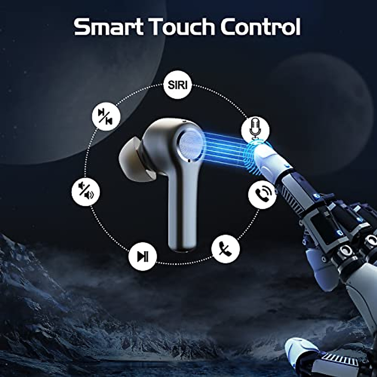 Wireless Headphones for Graduation Gifts,Noise Cancelling Bluetooth Earbuds with Wireless Touch Control and Charging Case,IPX5 Waterproof EarBuds 40H with ENC HD in-Ear Built-in Mic Headset Deep Bass