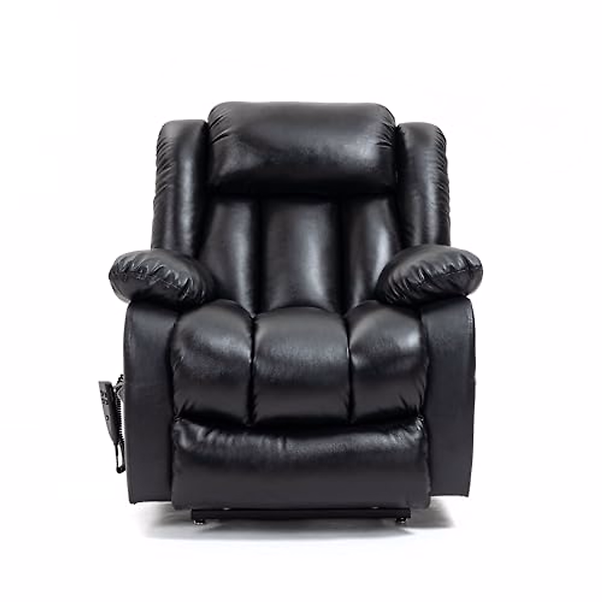 Electric Power Lift Chairs Recliner,Genuine Leather Upholstered Reclining Lifting Chair,Heated Vibration Massage Sofa Armchair, Dual Motor Infinite Position Lounge Couch w/Side Pockets and USB Ports