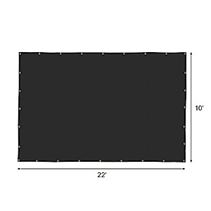 Shatex 90% Shade Fabric Sun Shade Cloth with Grommets for Pergola Cover Canopy Black (10X22ft), 12 Bungee Balls
