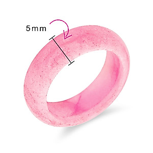 Simple Solid Dome Gemstone Eternity Stackable Dyed Violet Lavender Purple Jade Band Ring For Women For Teen August Birthstone