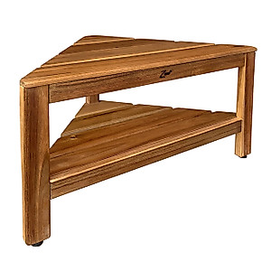 Zen 28" Acacia Shower Stool, Shower Bench, Corner Bench, Shower Foot Rest, Corner Shower Bench with Shelf, Shower Seats and Benches, Corner Shower Stool for Inside Shower, Corner Shower Stool