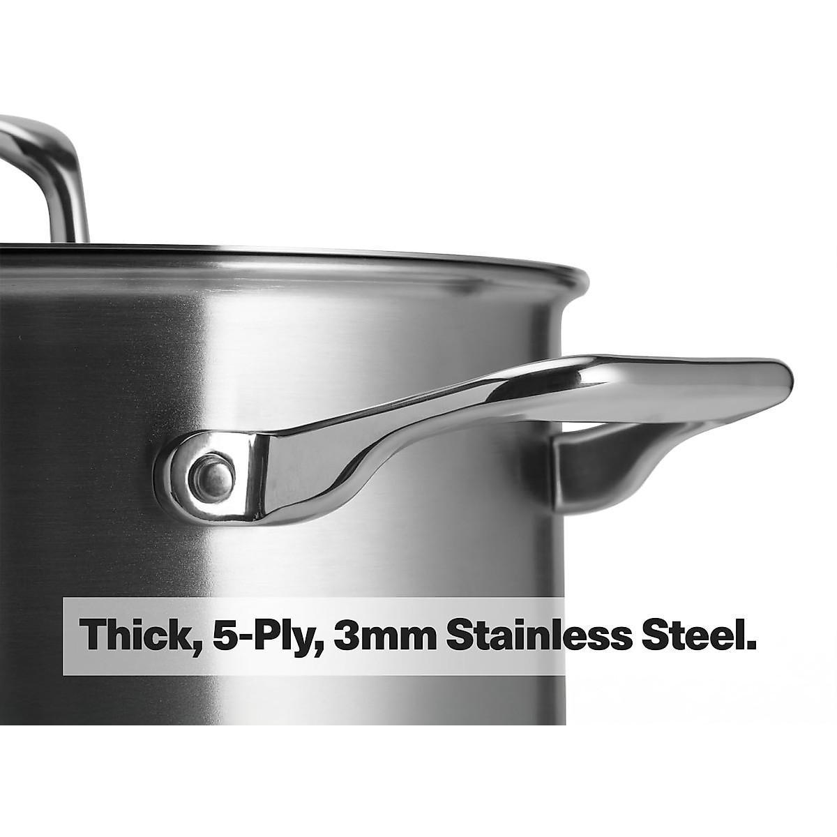 Misen 8 QT Stainless Steel Stock Pot with Lid - Stew & Soup Pot with Handles - Large Pot for Cooking
