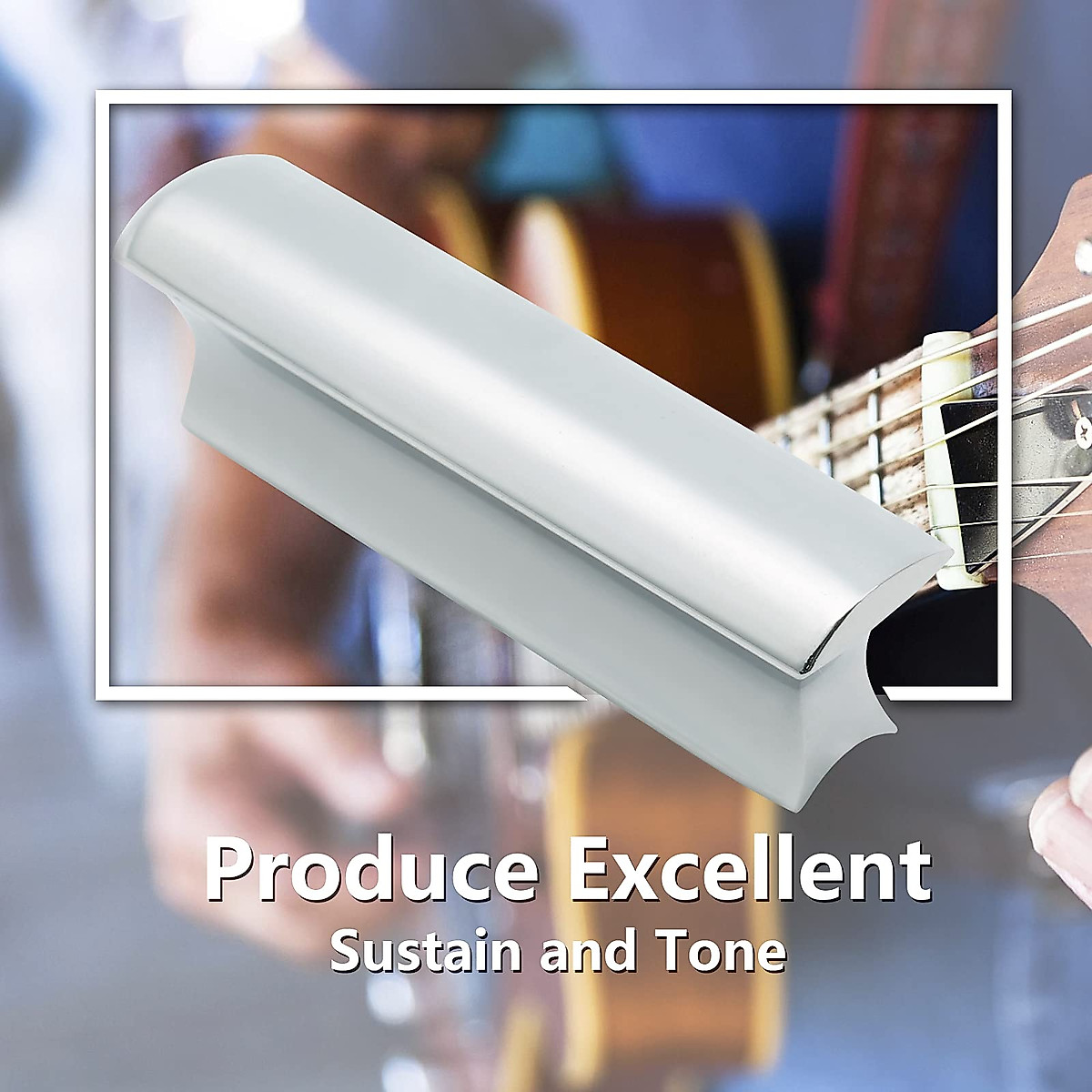 Jersvimc Metal Guitar Slide Bar Tone Lap Steel Slide, Silver Slide Bar for Dobro Hawaiian Guitar Electric Guitar Dunlop Bass