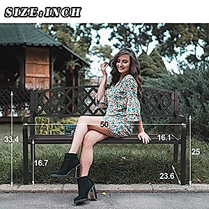 Park Bench Metal Bench 50 Garden Bench Chair Outdoor Benches Clearance Patio Bench Yard Bench Porch Work Entryway Steel Frame Furniture