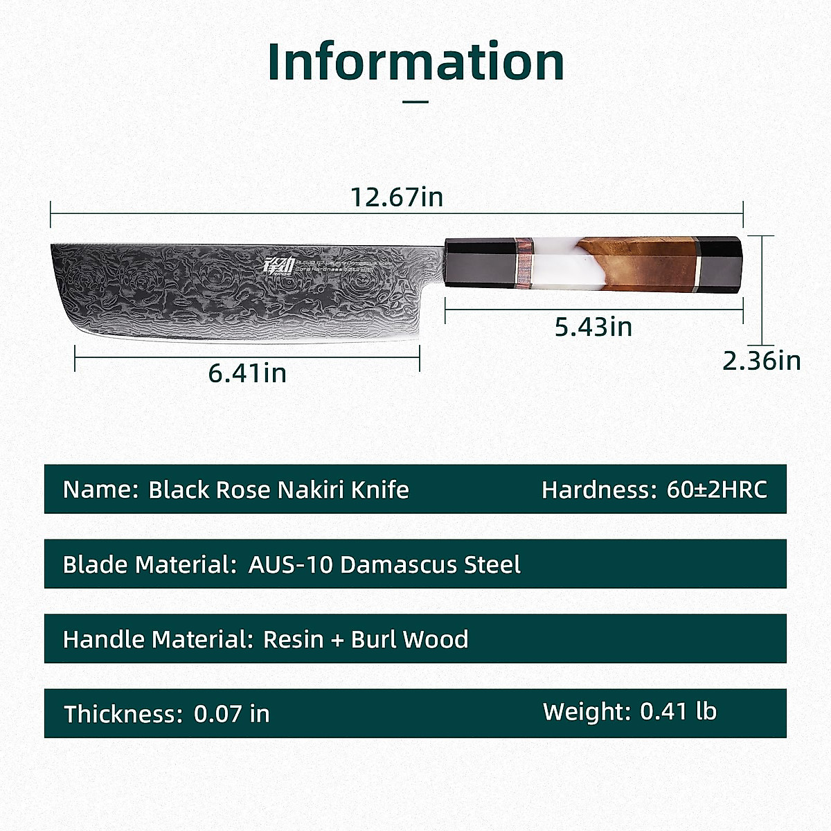 FINDKING 7 Inch Nakiri Chef Knife, Sharp Japanese Vegetable Knife, Sturdy Milk Street Knife, Stylish Usuba Knife, Perfect Home Cook's Knife (BLACK-ROSE Series)