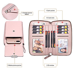 KUKOO Small Crossbody Bag Cell Phone Purse Wallet with Credit Card Slots for Women