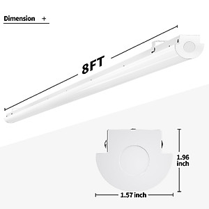 TychoLite 8FT LED Shop Lights 110W [6 Lamps F96T12 Fluorescent Equiv.], 12500LM, 5000K, Compact 8 Foot Strip Lights for Garage Shop, Suspended or Flush Mount, Energy Saving up to 4000W / 5Y, 4 Pack