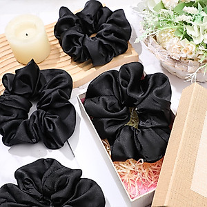 Oversized Satin Hair Scrunchies - 6 Pieces 7.2 Inch Elastic Silk Hair Bands, Large Ponytail Holders for Women and Girls