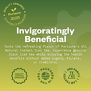 Purisure Unsweetened Iced Tea Powder, Instant Black Tea Powder, Real Black Tea Leaves, Powdered Iced Tea Unsweetened with Zero-Calories, Sugarless Instant Tea Powder, 4 oz, 192 Serving Pack