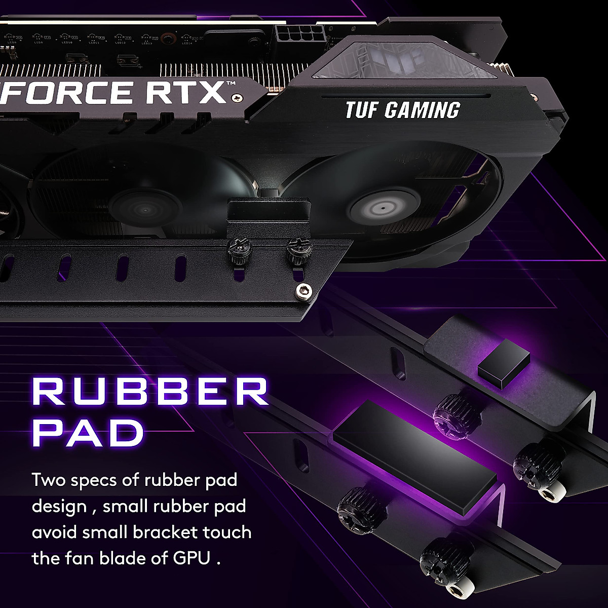 EZDIY-FAB GPU Holder Brace Graphics Card GPU Support Video Card Holder Bracket, Video Card Sag Holder/Holster Bracket Support RX6700,RTX3090- 309EZ-Black