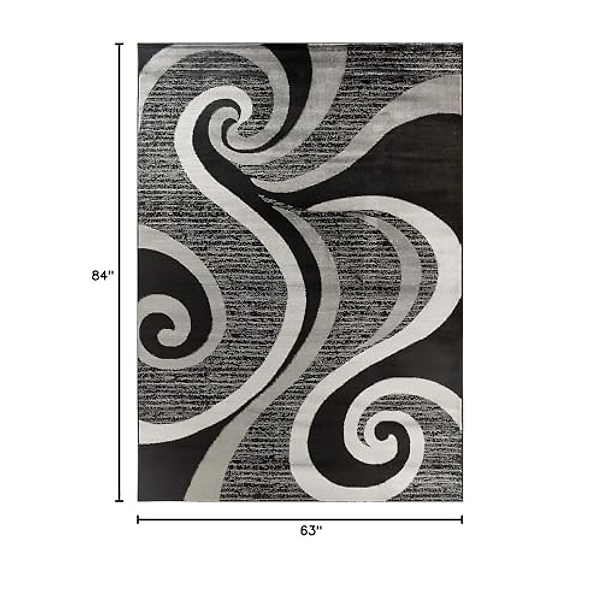 GLORY RUGS Modern Area Rug 5x7 Black Gray Swirls Carpet Bedroom Living Room Contemporary Dining Accent Sevilla Collection 4817A (5x7, Black)