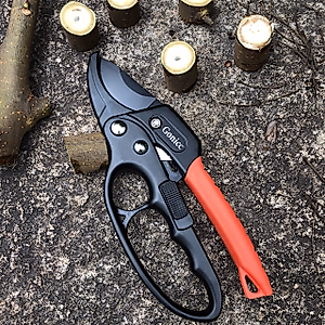 gonicc 8" Professional Ratchet Anvil Pruning Shears (GPPS-1011), Ratcheting Mechanism, Anvil groove design, Reinforced Design Handle, Garden Shears Clippers, Anvil Pruner, Hand Tools Scissors Loppers