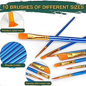 ESRICH Acrylic Paint Canvas Set,52 Piece Professional Painting Supplies Kit with 2 Wood Easel,2 * 12Colors,2 * 10 Brushes,Circular Canvas Etc,Premium Paint Kit for Kids,Students, Artists and Beginner