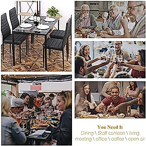 Modern Dining Table Set Dining Room Table Set for Small Spaces Kitchen Table and Chairs 5 Piece Kitchen Table Set Table with Chairs Home Furniture ，Black